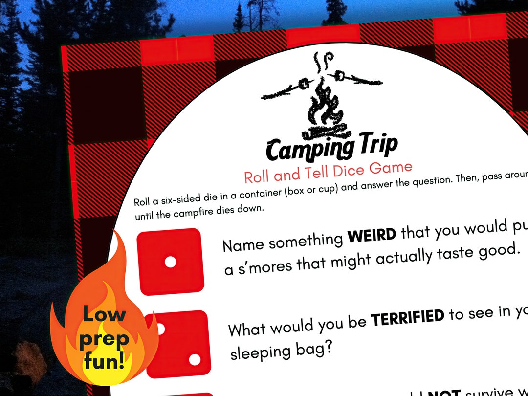 Family Camping Trip Roll and Tell Dice Game Printable Family Game ...