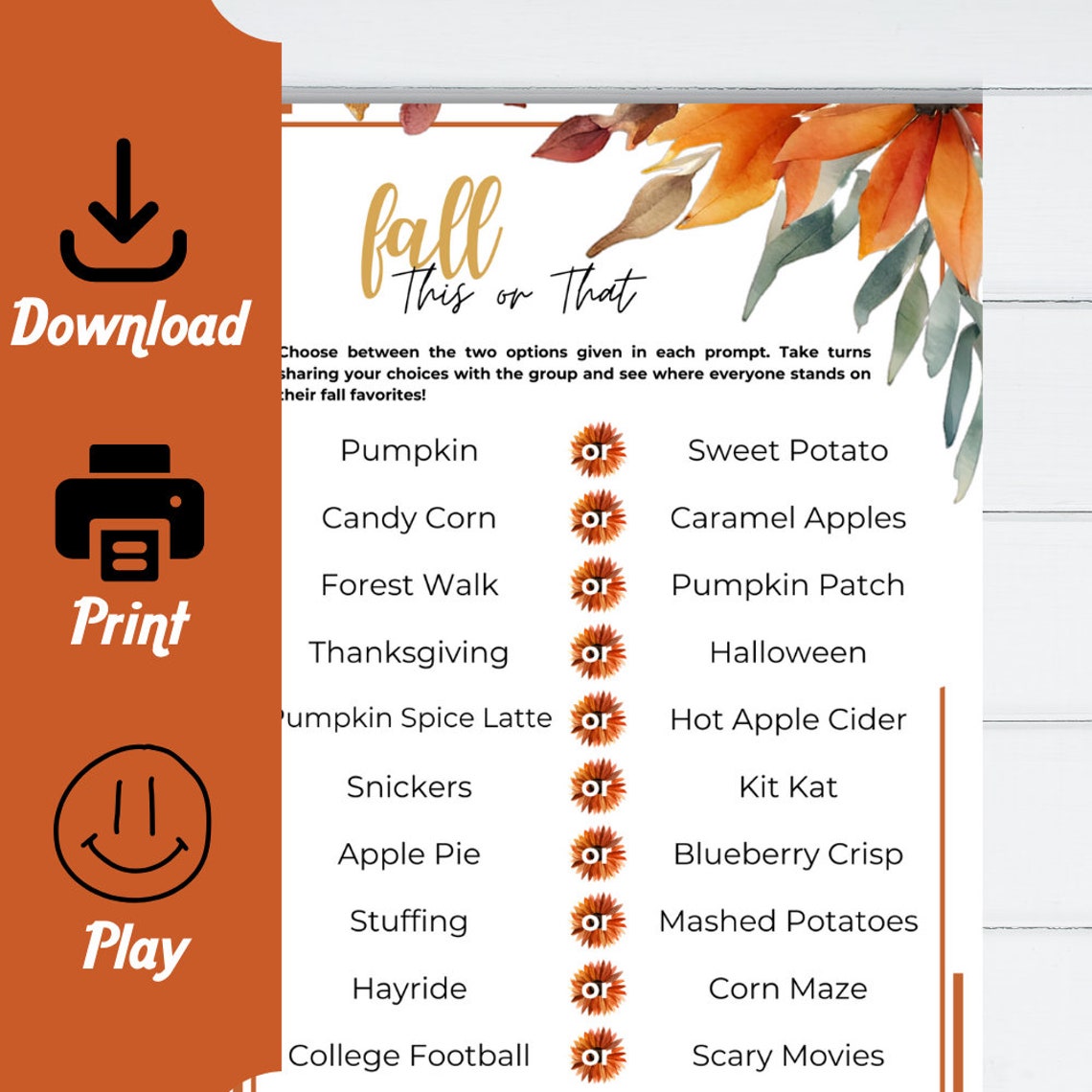 Fall This or That Game Printable Autumn Icebreaker Games for Adults ...