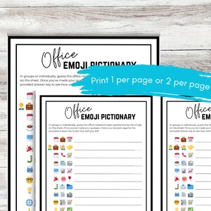 Work Emoji Pictionary Game for Office Party Printable | Company Work ...