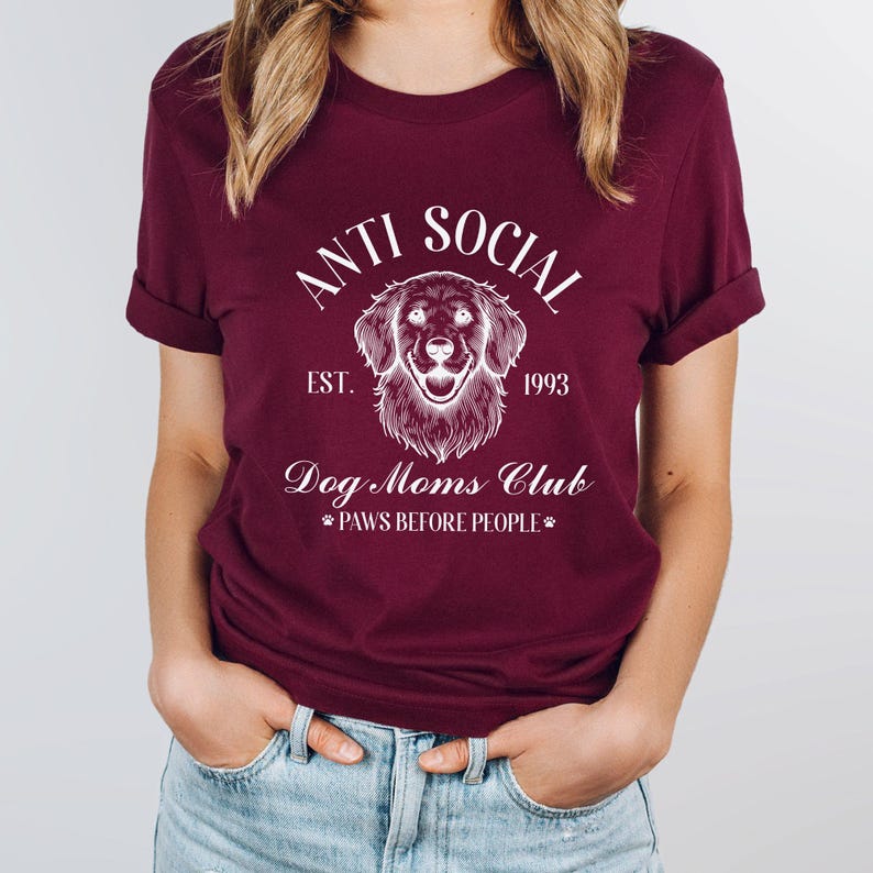 Anti Social Dog Moms Club Shirt, Dog Mom Shirt, Gift for Dog Mom, EST ...
