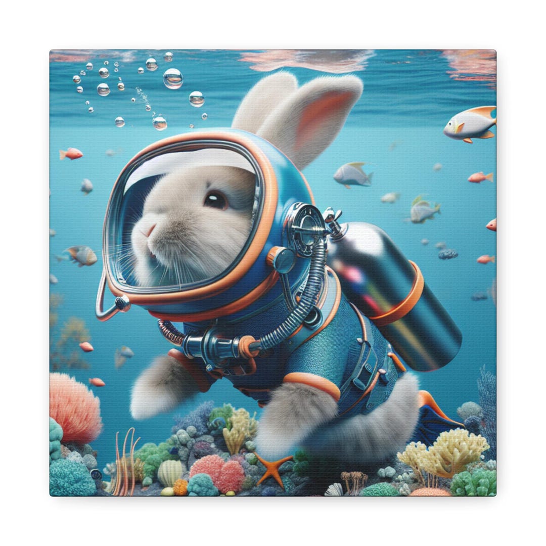 Bunny Scuba Diving Canvas Gallery Wraps - Etsy