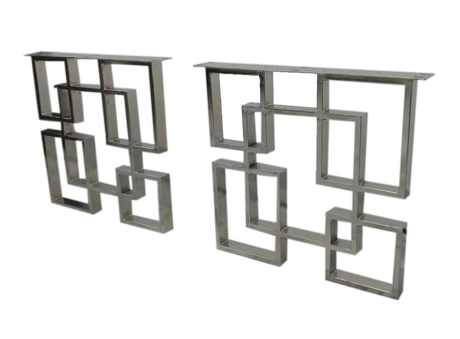Geometric Square Art Deco Table Legs Nickel Metal Steel | Etsy