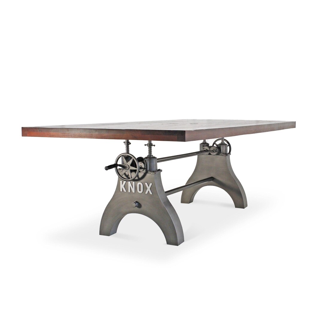 KNOX Adjustable Height Dining Table - Iron Base - 8ft Rustic Mahogany ...