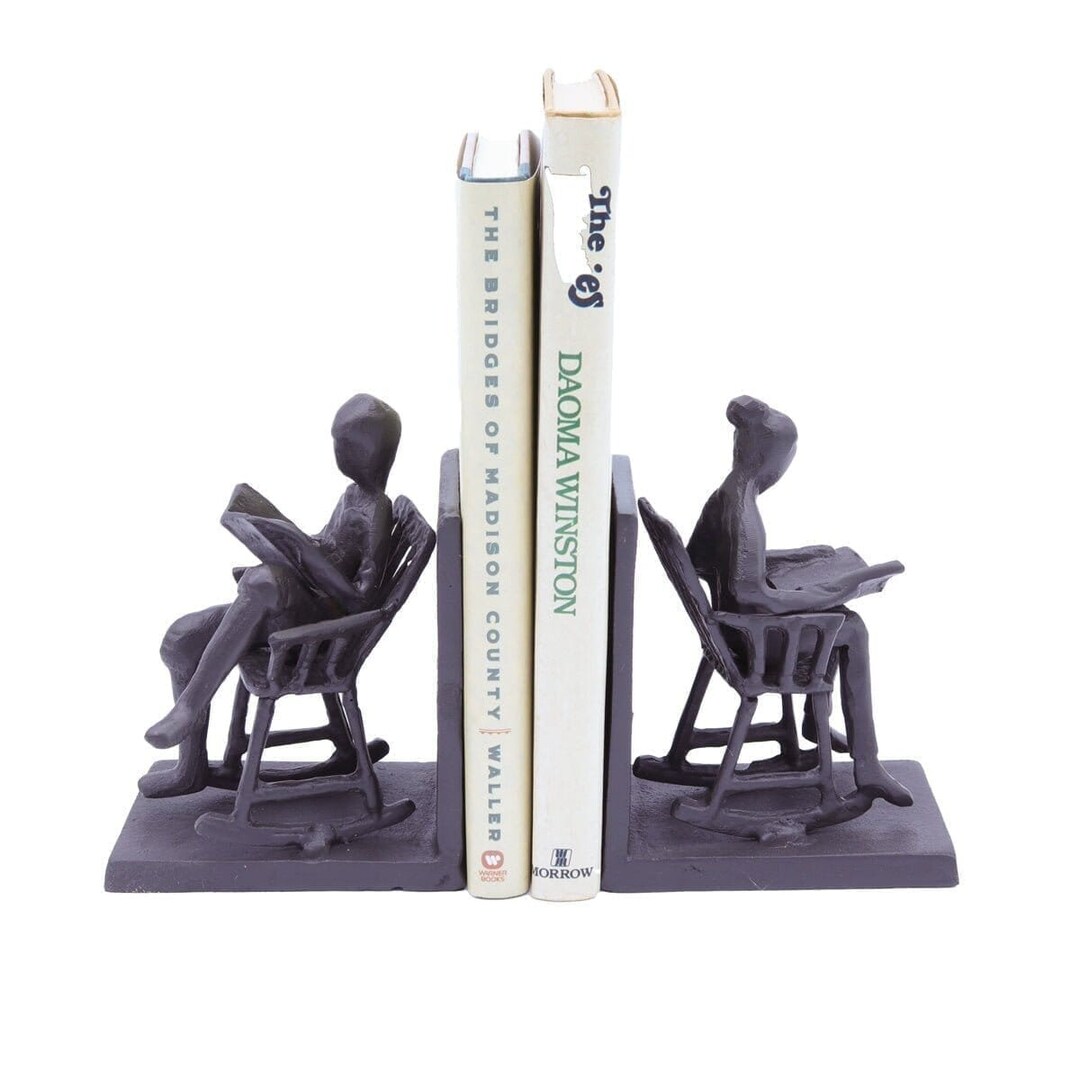 Rocking Chair Metal Bookends Couple Reading Abstract Figurine - Etsy