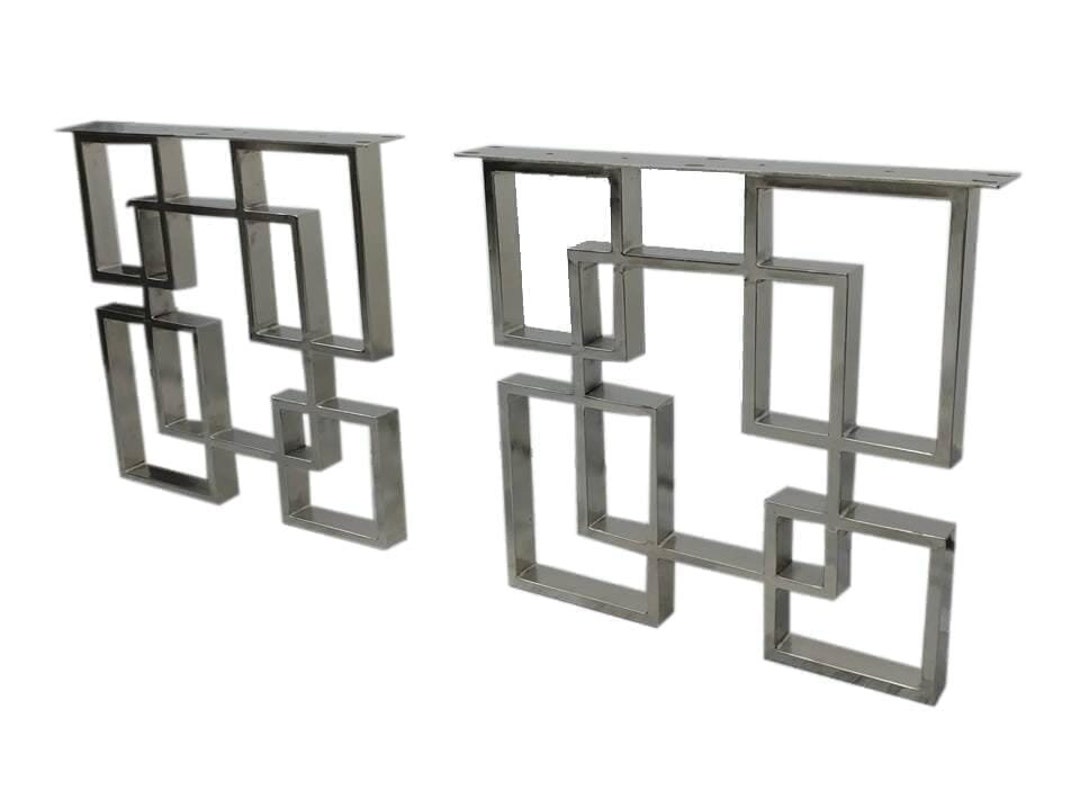 Geometric Square Art Deco Table Legs Nickel Metal Steel Set of 2 - Etsy