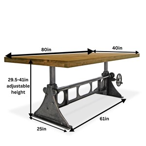 Delta Dining Table Adjustable Height Mechanical Base Rustic Natural Top ...