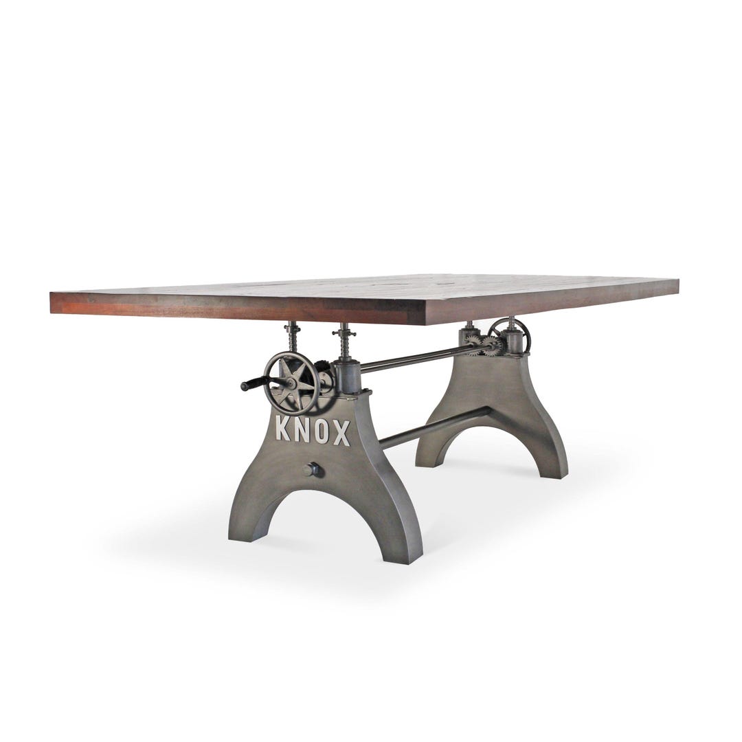 KNOX Adjustable Height Dining Table Iron Base 8ft Rustic Mahogany Top ...