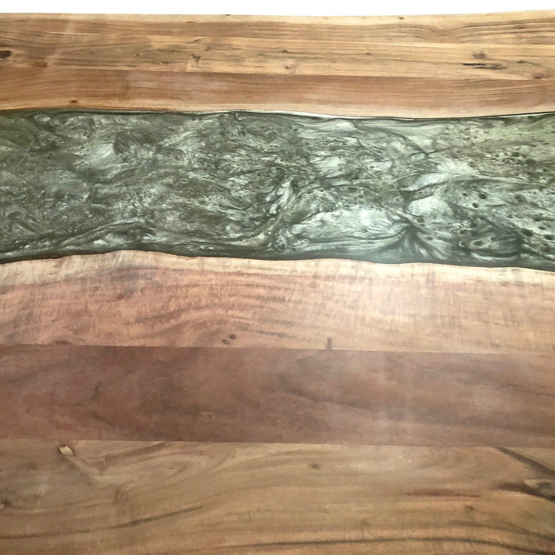 River Run Tabletop Epoxy Resin Live Edge Slab Dining Table Top Grey 71 ...