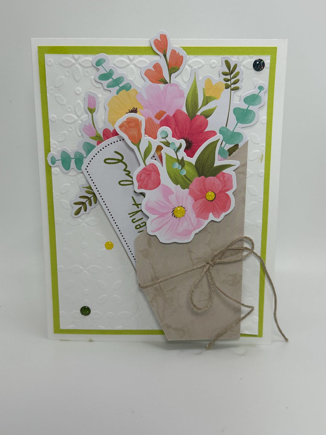 Hand Made Card. Bunches of Thanks. Flower Bouquet. Fragrance Free Home ...