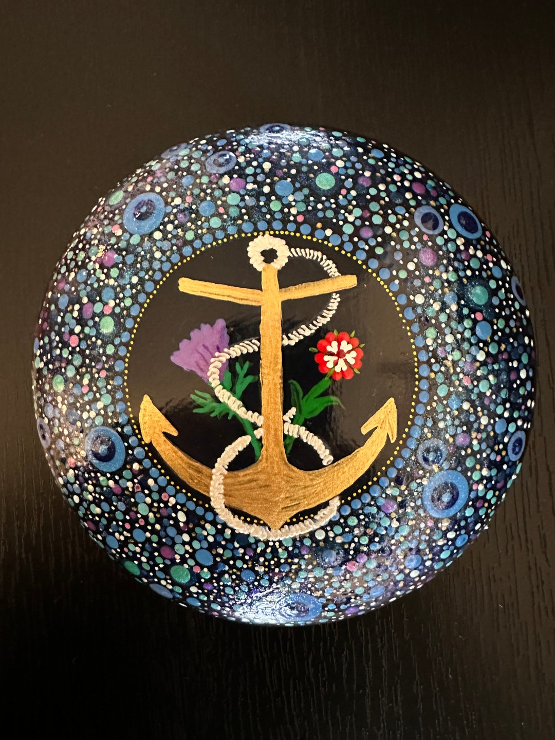 Annapolis Mandala Stone: Hand-painted Dot Art Rock - Etsy