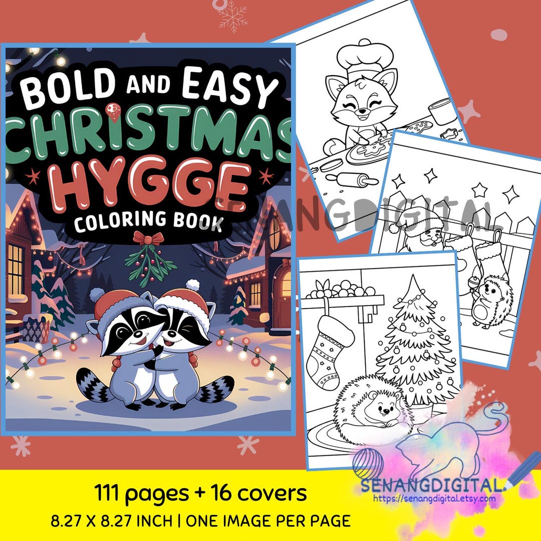 Hygge Christmas Coloring Book: 111 Bold & Easy Pages (PDF Download) - Etsy