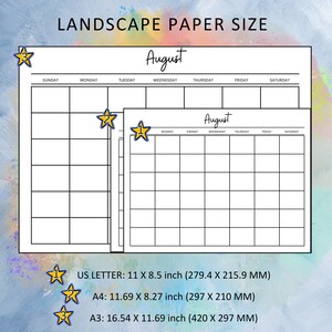 Printable Blank Monthly Calendar - Sunday Start - January to December ...