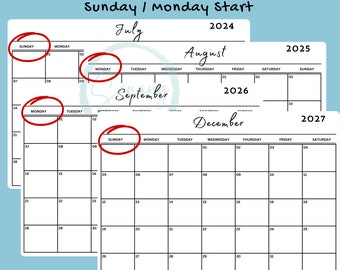 Printable Blank Monthly Calendar Monday Start January to December ...