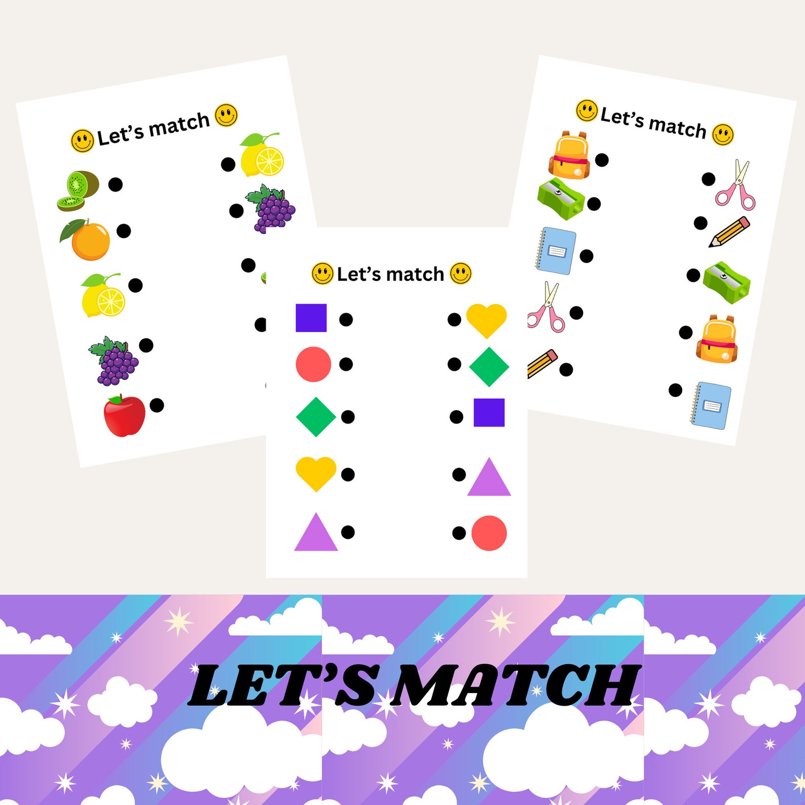 Printable Matching Worksheets, Match the Picture Preschool ...