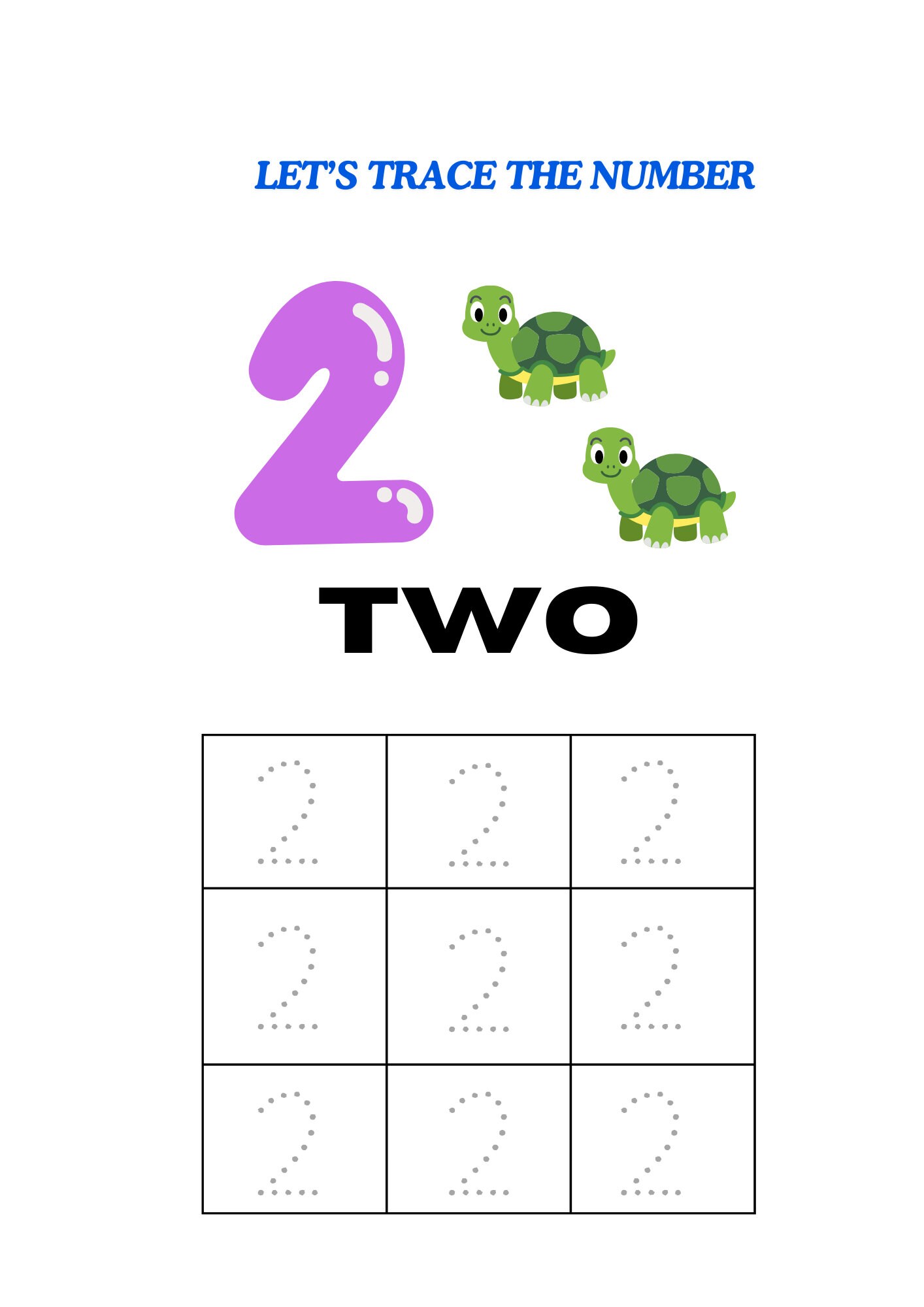 1-10 Number Tracing Preschool, Kindergarten, 2-5 Yo Printable Worksheet ...