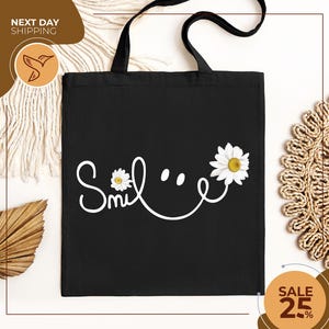 Positive Tote Bag | Be Happy Bag | Smile Tote Bag | Smile Face Bag ...
