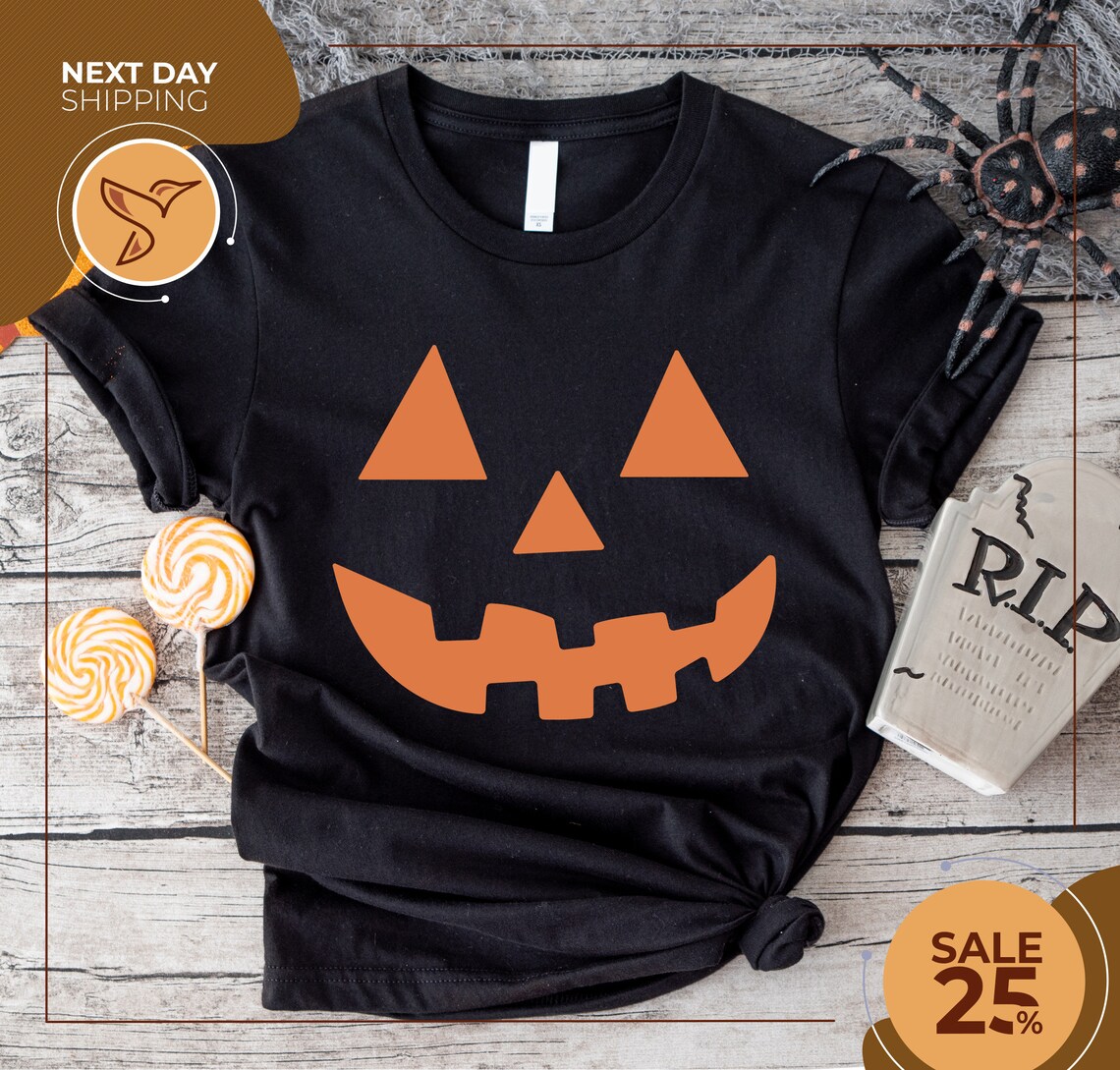 Unisex Halloween Face Shirt Jack-o-lantern Shirt Women's Halloween ...