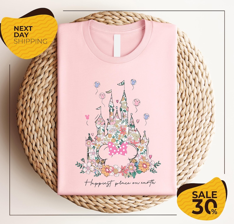 Floral Castle Disney Shirt | Custom Mickey & Minnie Matching Shirts ...