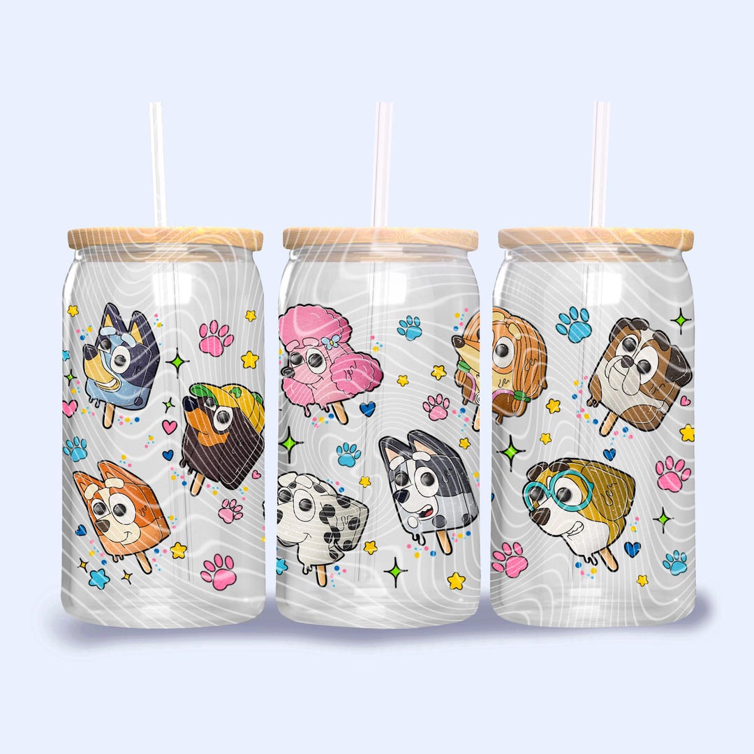 Dog Friends UV DTF 16oz Cup Wrap DIY Transfer Ready to Apply No Heat ...