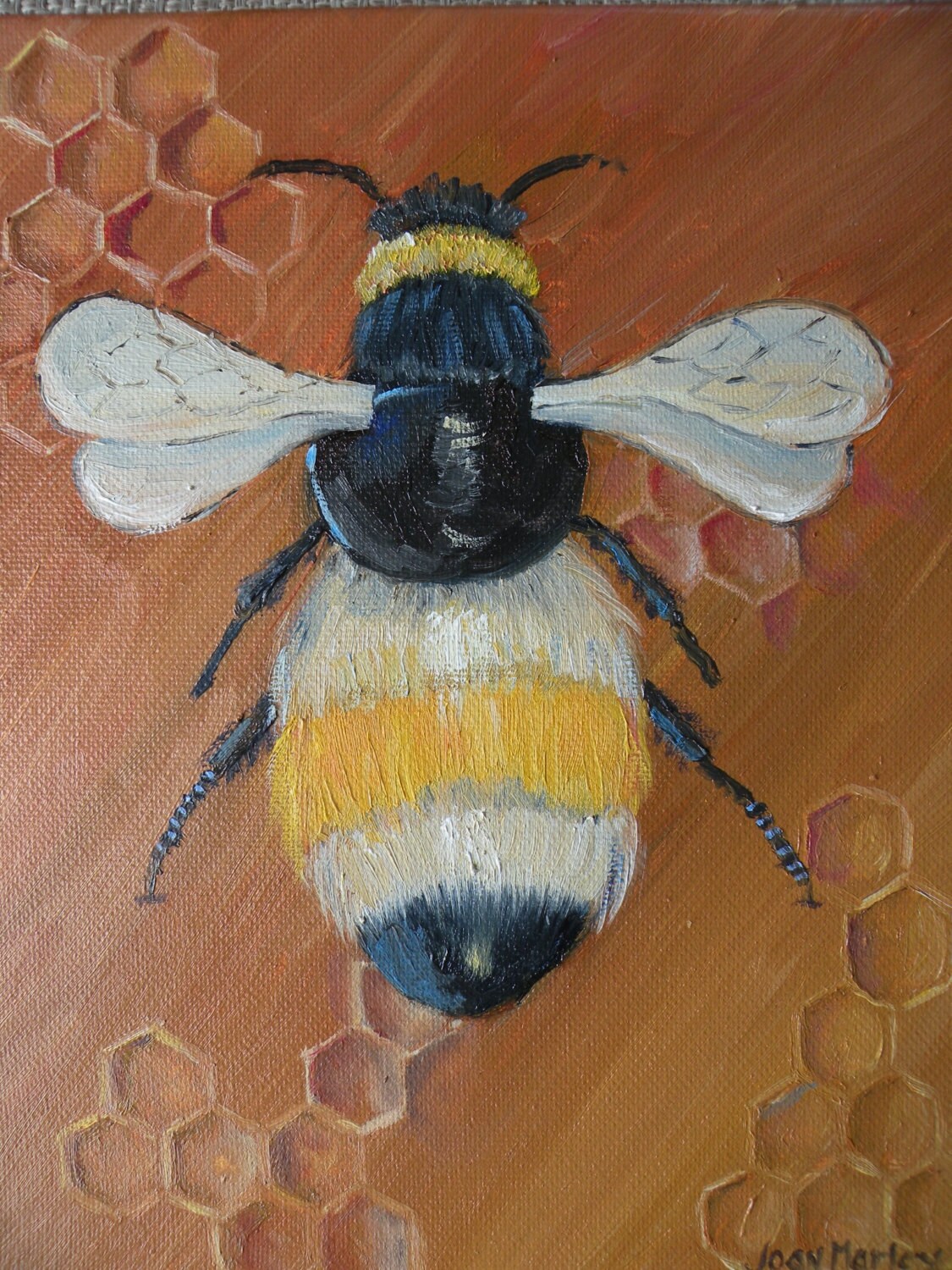 Bee Art Canvas Art of Bumble Bee Original Art Painting 8 X 10 - Etsy
