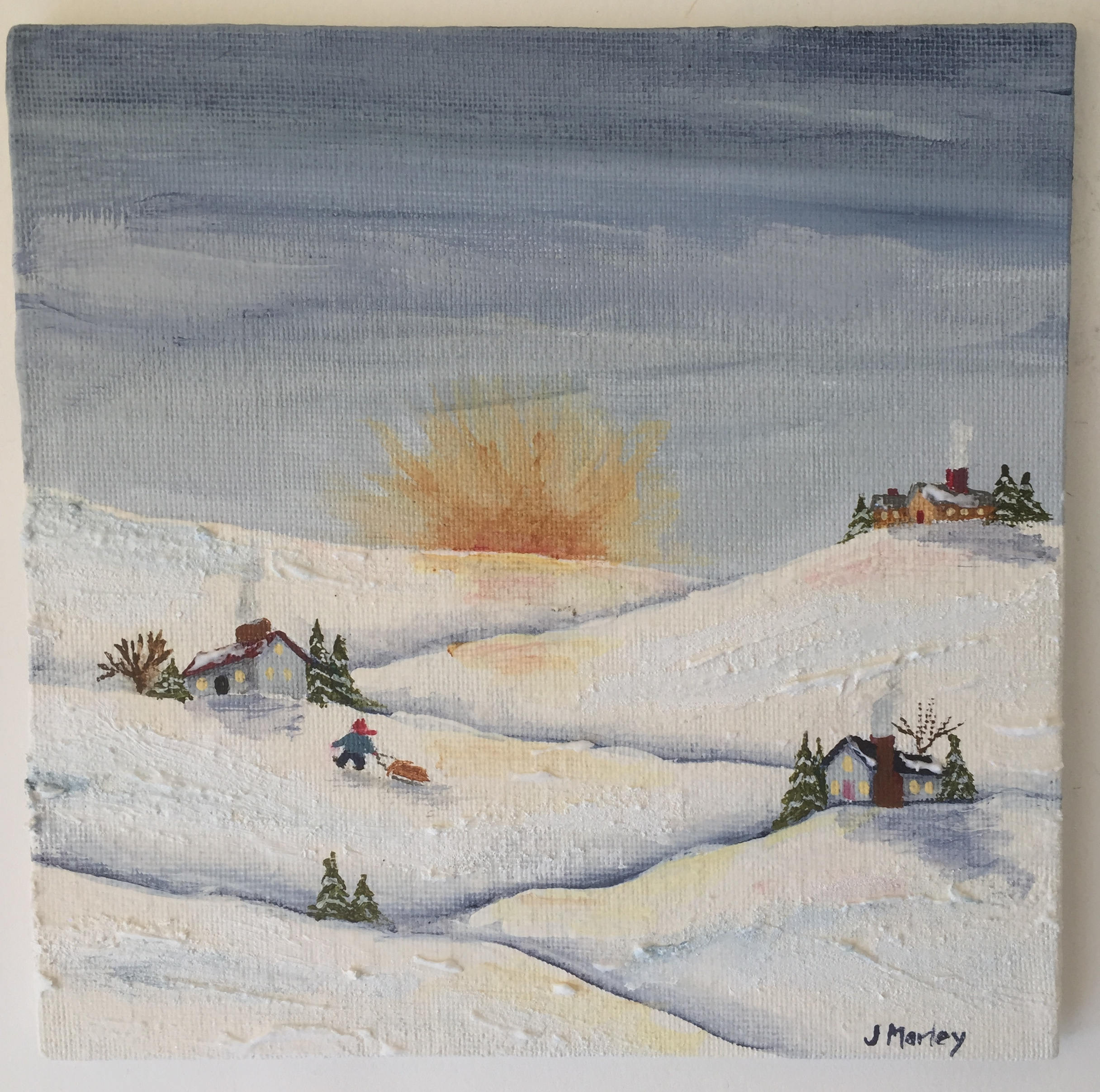 Acrylic Painting of Snow Scene Original Artwork with Small | Etsy