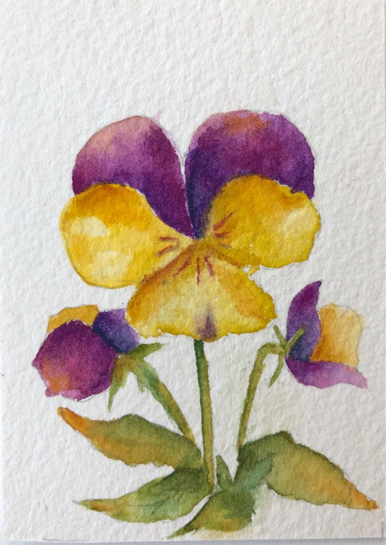 Watercolor of Violets Art Card Original Painting Art Work Floral ...