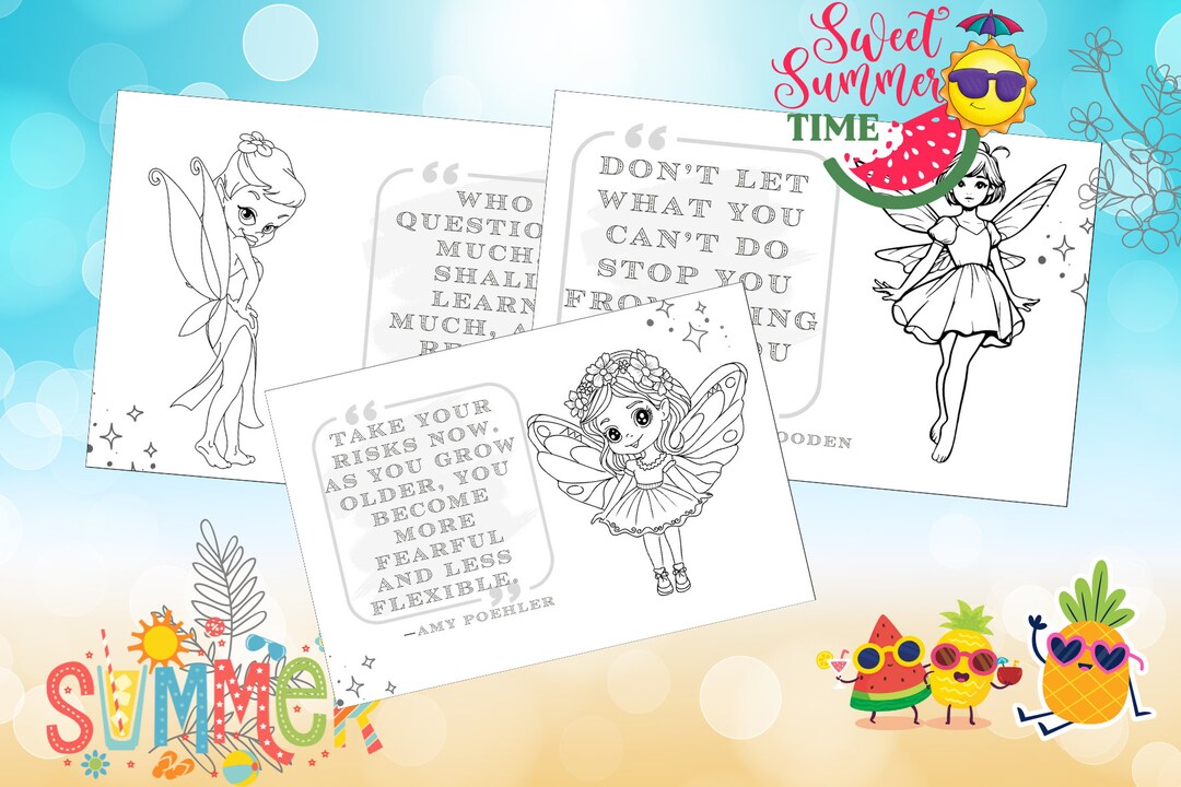 Printable Coloring Book - 18 Designs: Affirmation With Fairy for Kids ...