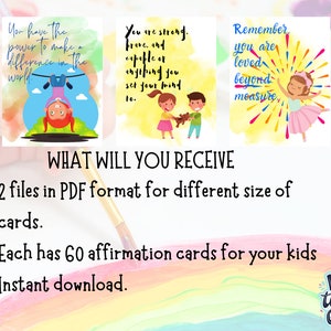 60 Printable Kids Affirmation Cards Positive Affirmation Cards for Kids ...
