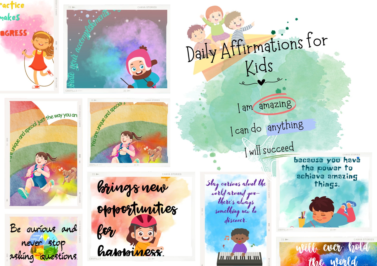 60 Printable Kids Affirmation Cards Positive Affirmation Cards for Kids ...