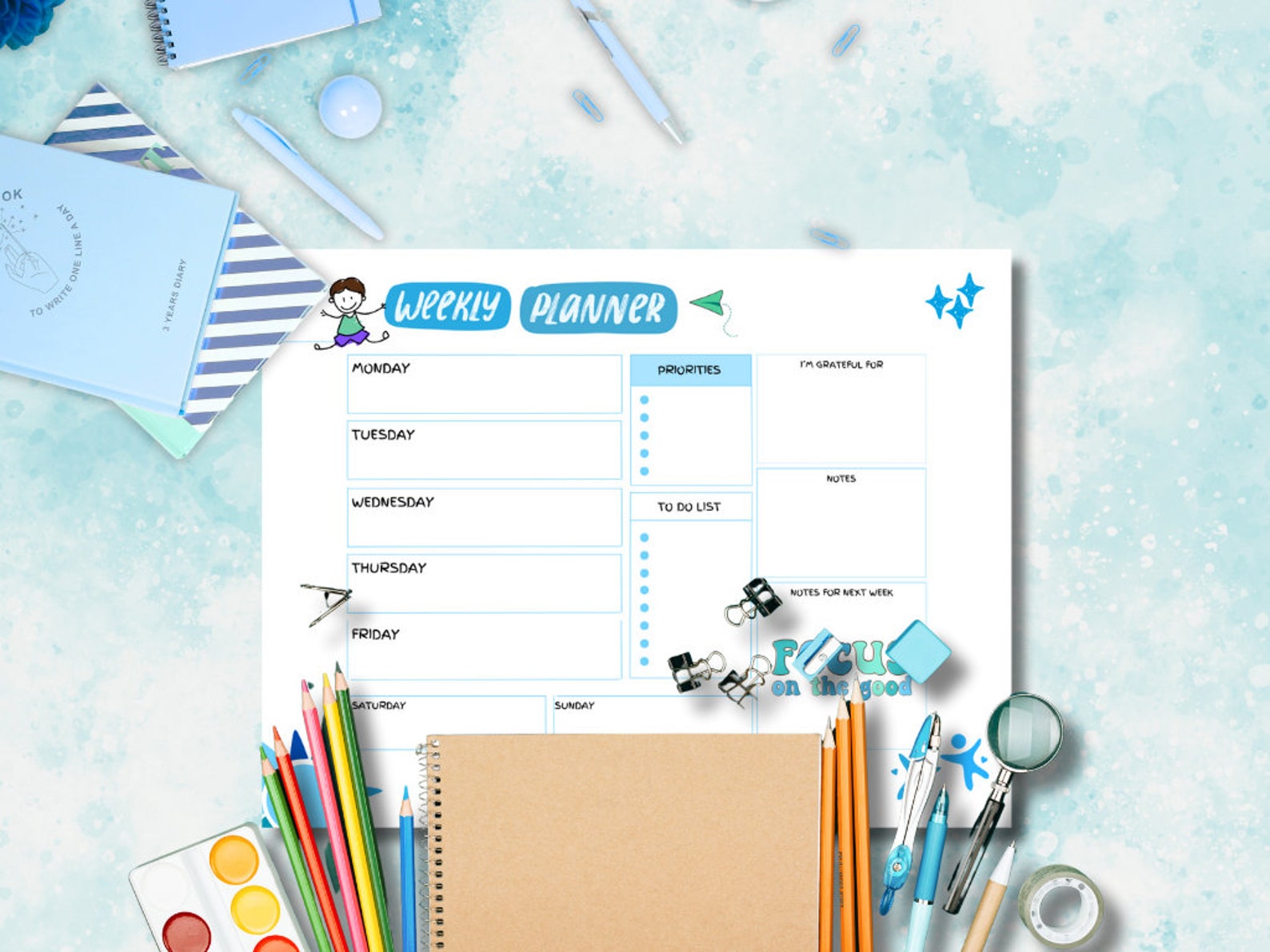 29 Pages Planner for Kids | Daily Journal | Drawing Page | Diary for ...