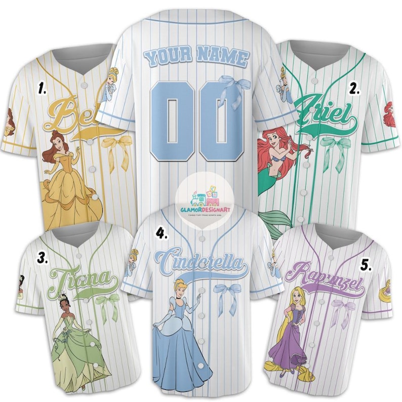 Personalized Disney Princess Baseball Jersey, Custom Name Baseball ...
