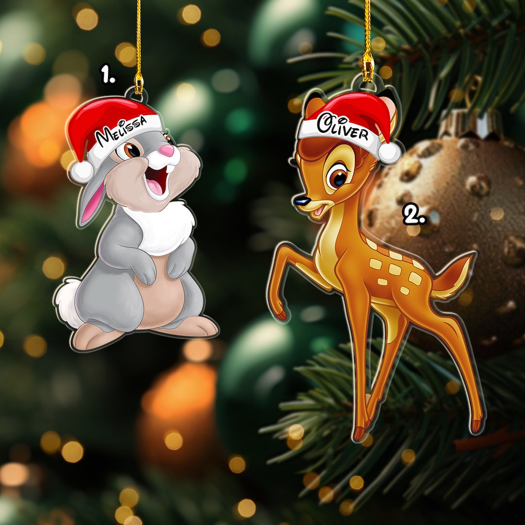 Personalized Bambi Thumper Christmas Ornament, Santa Bambi Ornament ...