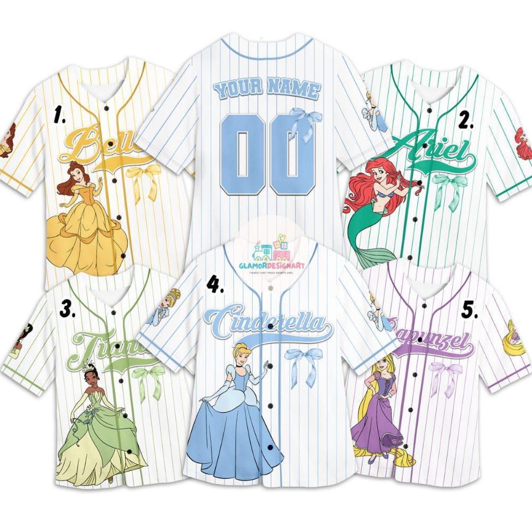 Personalized Disney Princess Baseball Jersey, Custom Name Baseball ...