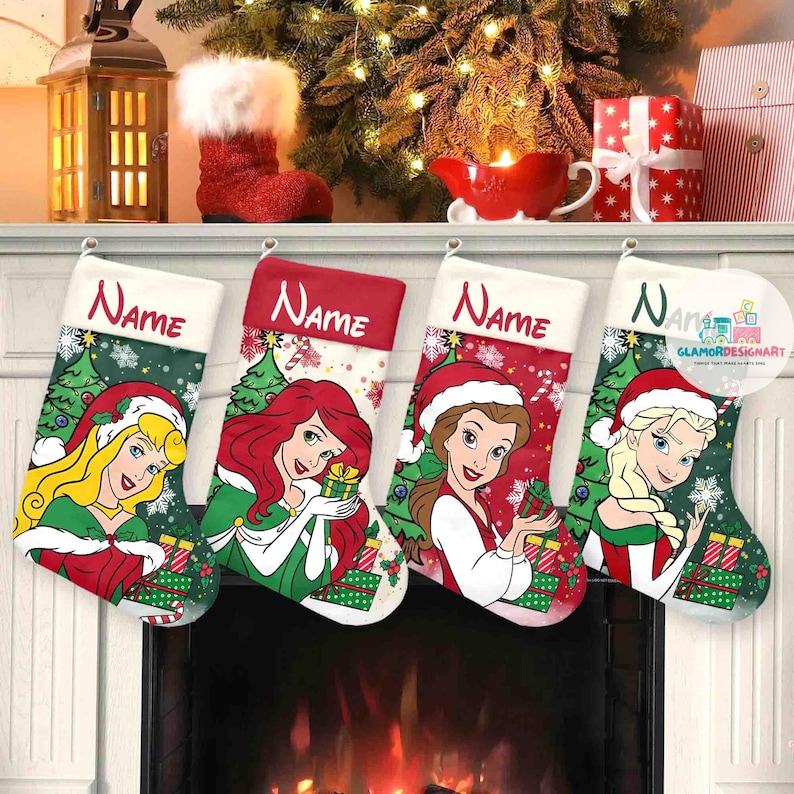 Personalized Disney Princess Christmas Stockings, Characters Christmas ...
