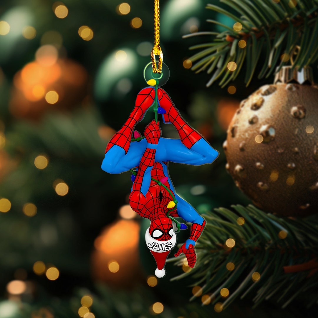 Personalized Spiderman Christmas Ornament, Custom Kid Spidey Ornament ...