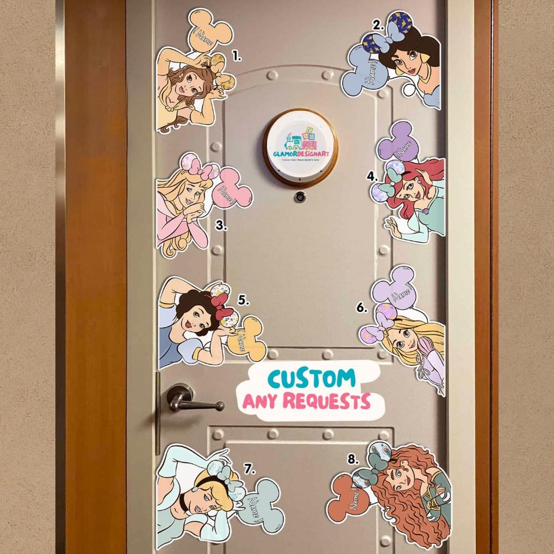 Disney Princess Magnet, Personalized Ariel Moana Cinderella Belle ...