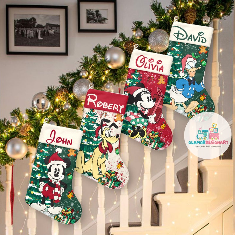 Mickey and Friends Xmas Stocking, Cartoon Movie Christmas Stockings ...