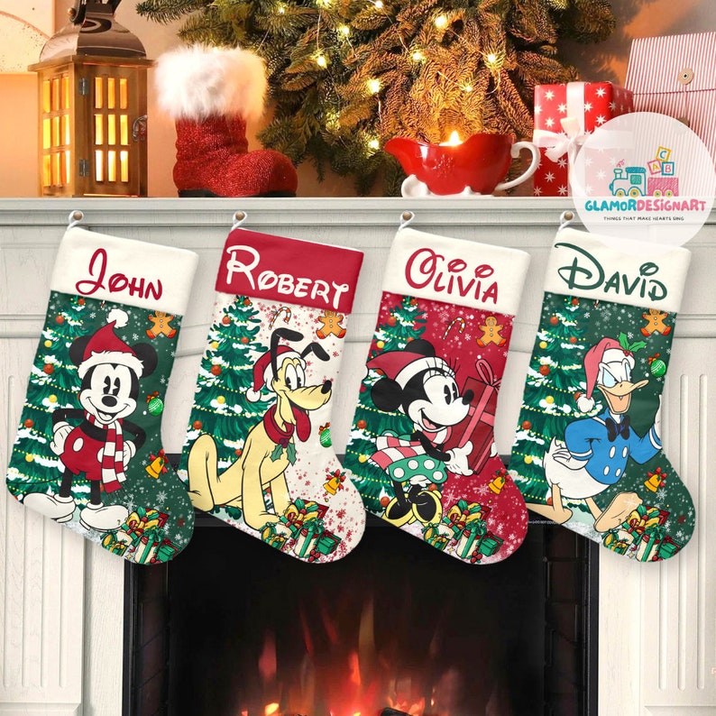 Mickey and Friends Xmas Stocking, Cartoon Movie Christmas Stockings ...