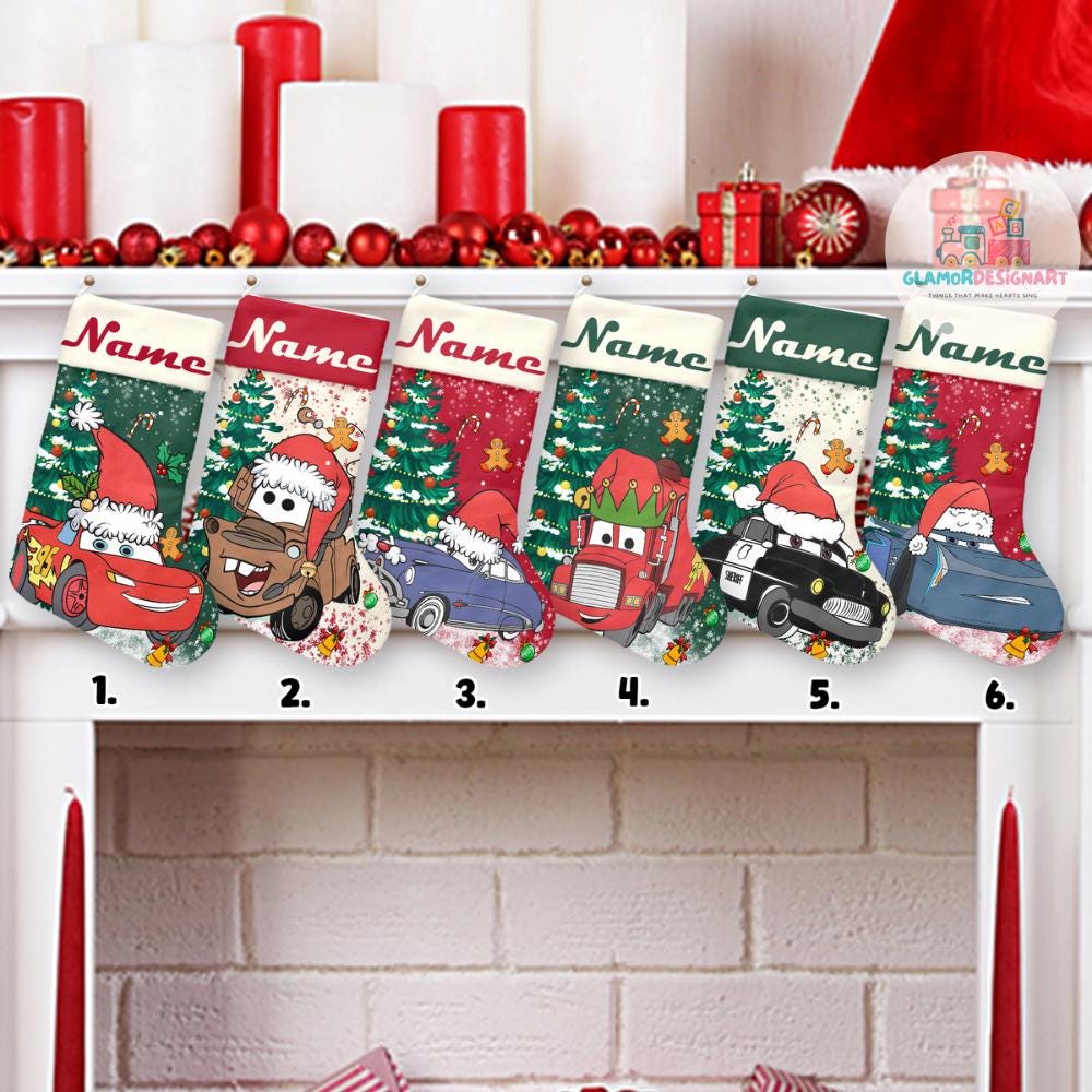Personalized Cars Christmas Stocking, Custom Name Lightning Mcqueen Tow ...