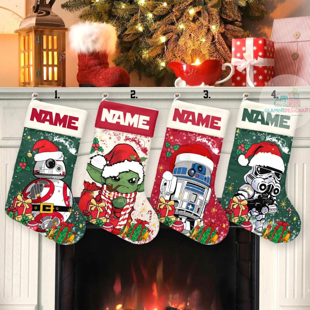 Personalized Star Wars Christmas Stocking, Cartoon Movie Christmas ...