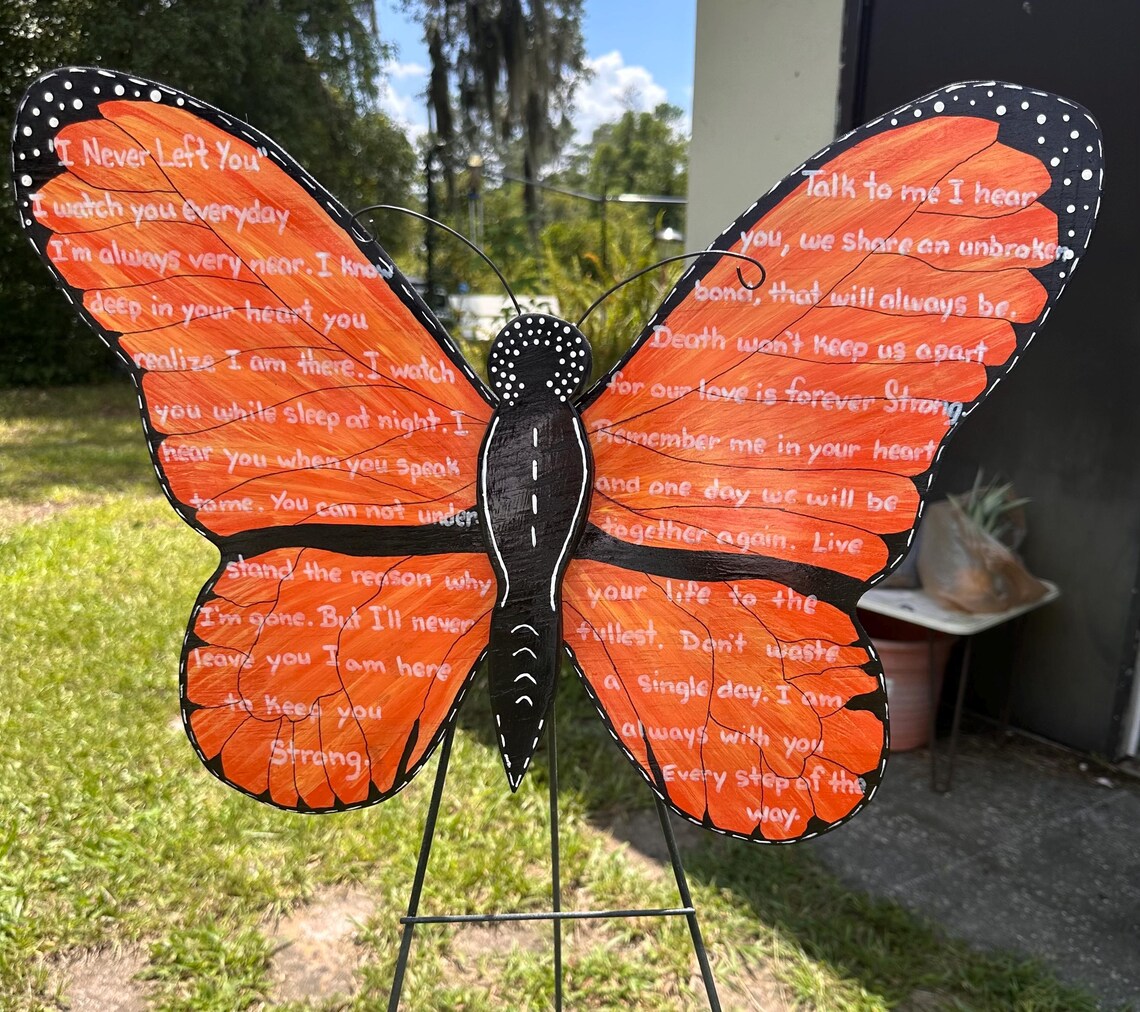 Wood Monarch Butterfly With Poem ( I Never Left You) Handmade - Etsy