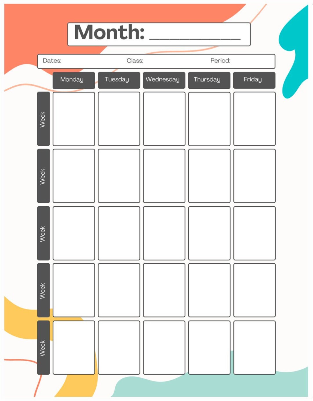 Monthly Lesson Plan: Multi-color - Etsy