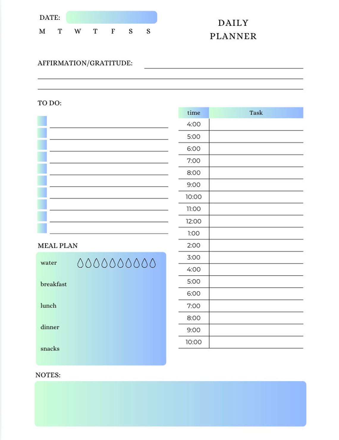 Blue Gradient Daily Planner - Etsy