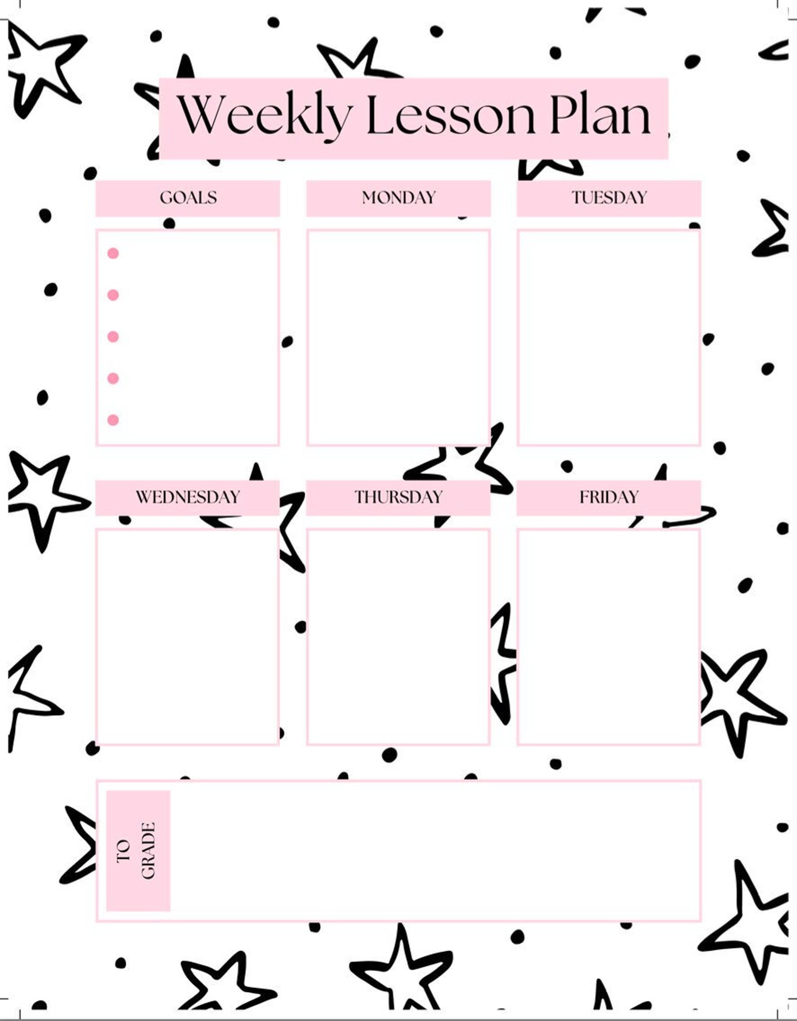 Weekly Lesson Plan: Black and Pink - Etsy