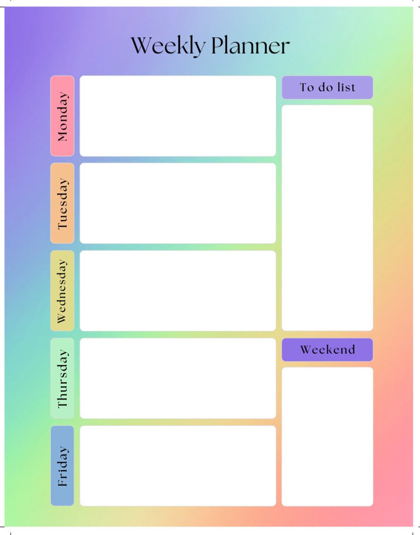 Weekly Planner: Rainbow - Etsy