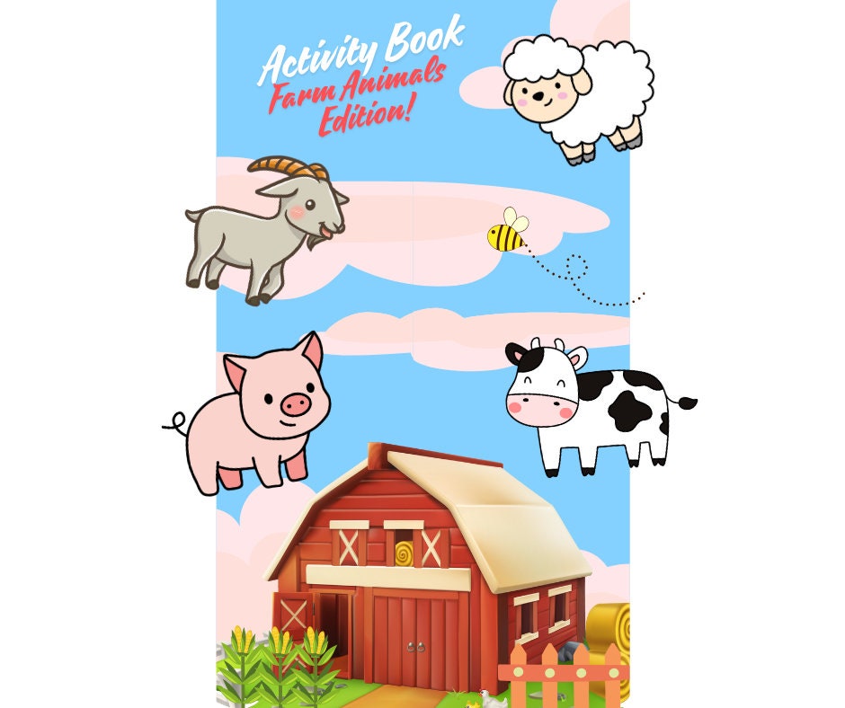 Farm Animals Activity Book, Coloring Book, Preschool Activities ...