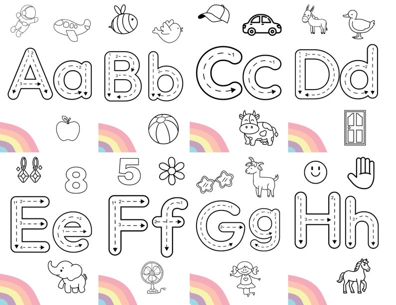 Alphabet Coloring Pages for Toddlers, ABC Coloring Book, Preschool ...