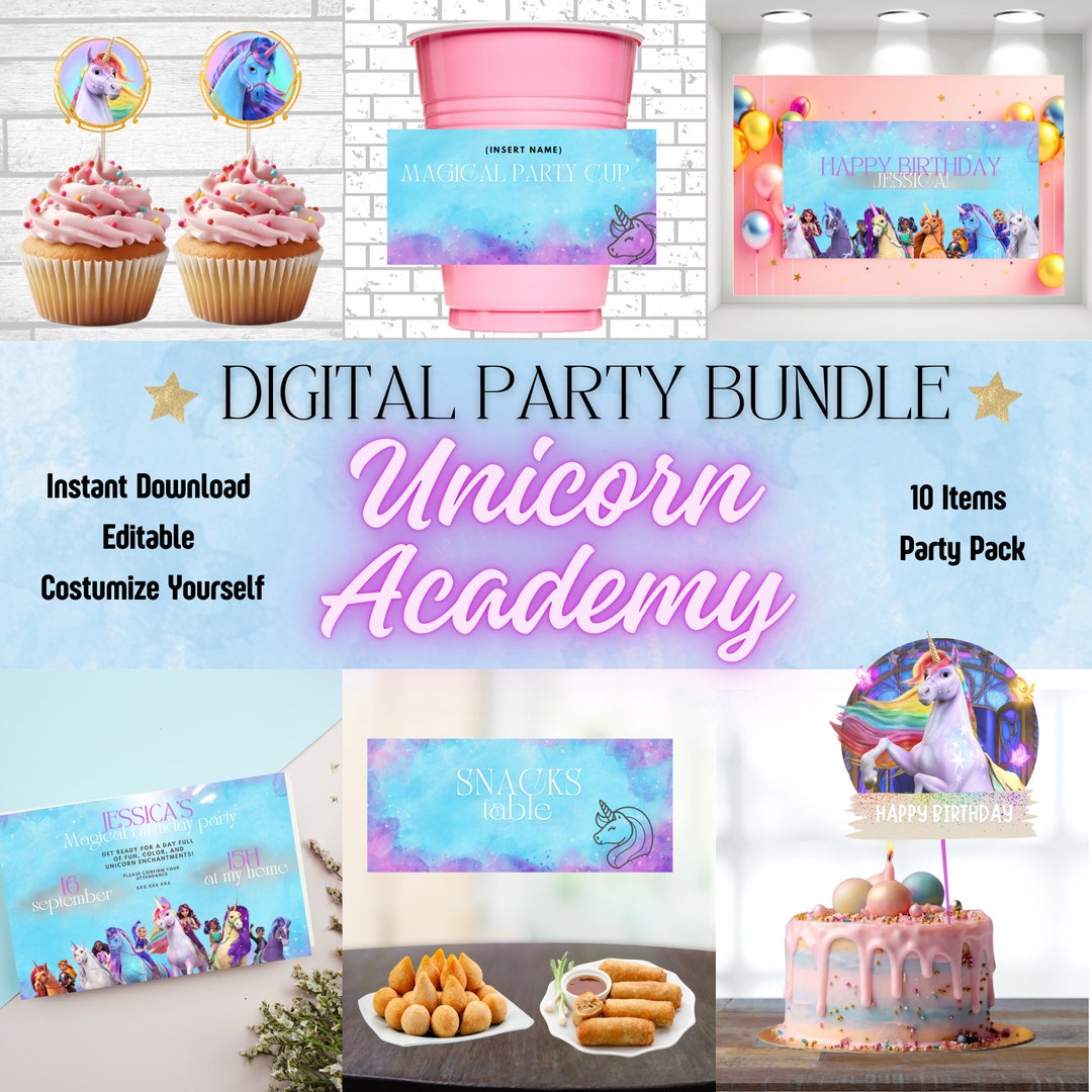 Unicorn Academy Birthday Party Kit DIGITAL | Unicorn Academy Party ...