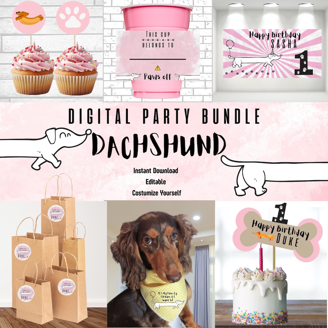 Wiener Dog Birthday Party Set - Editable Digital Download | Dachshund ...