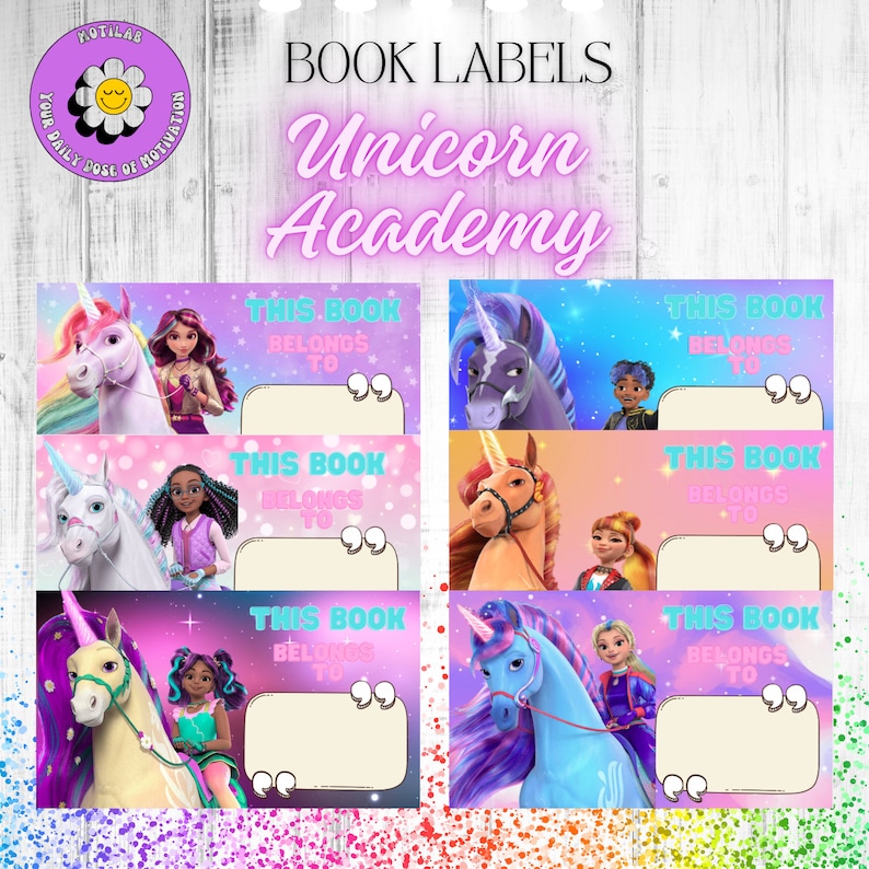 Editable UNICORN ACADEMY Notebook Labels - Personalized Printable ...